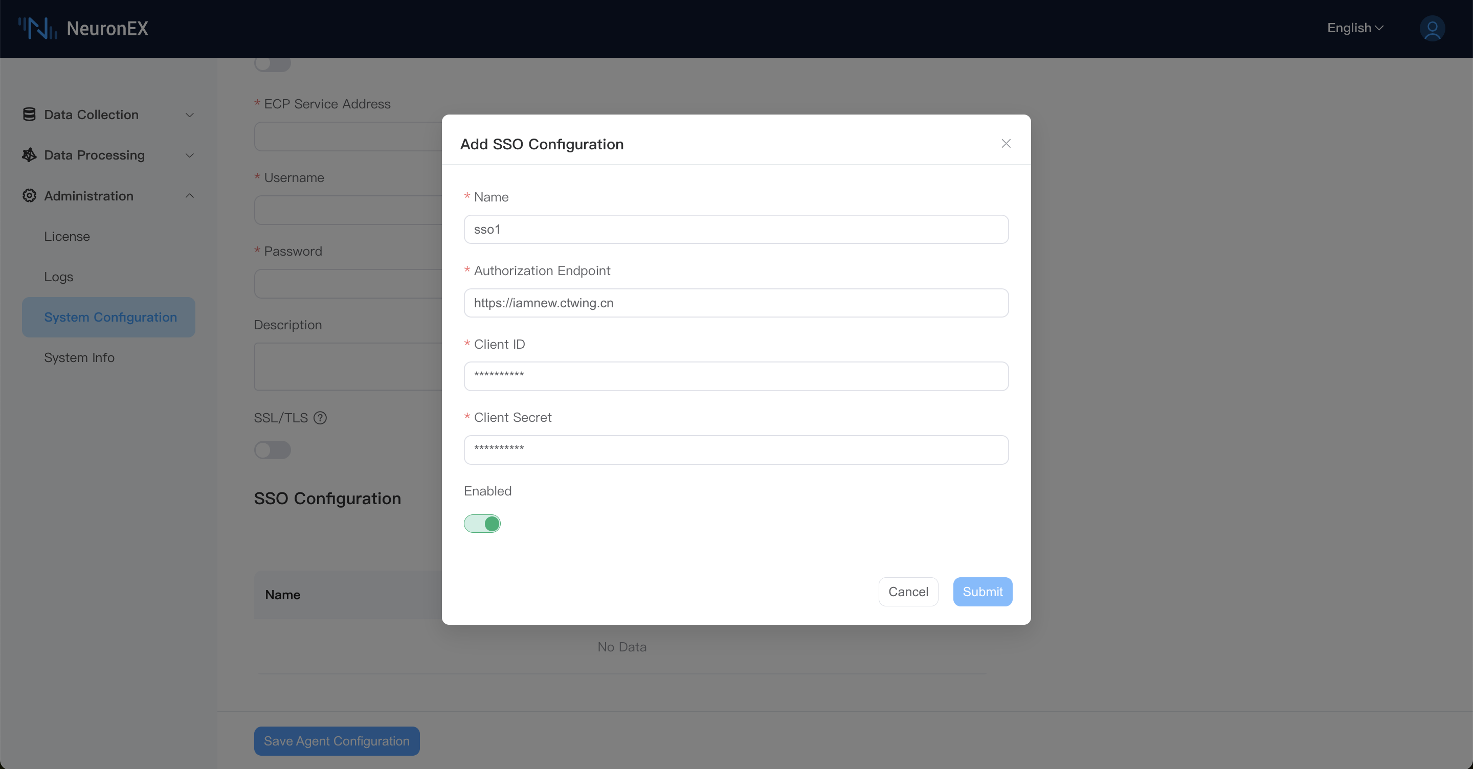 System Configuration | NeuronEX Docs