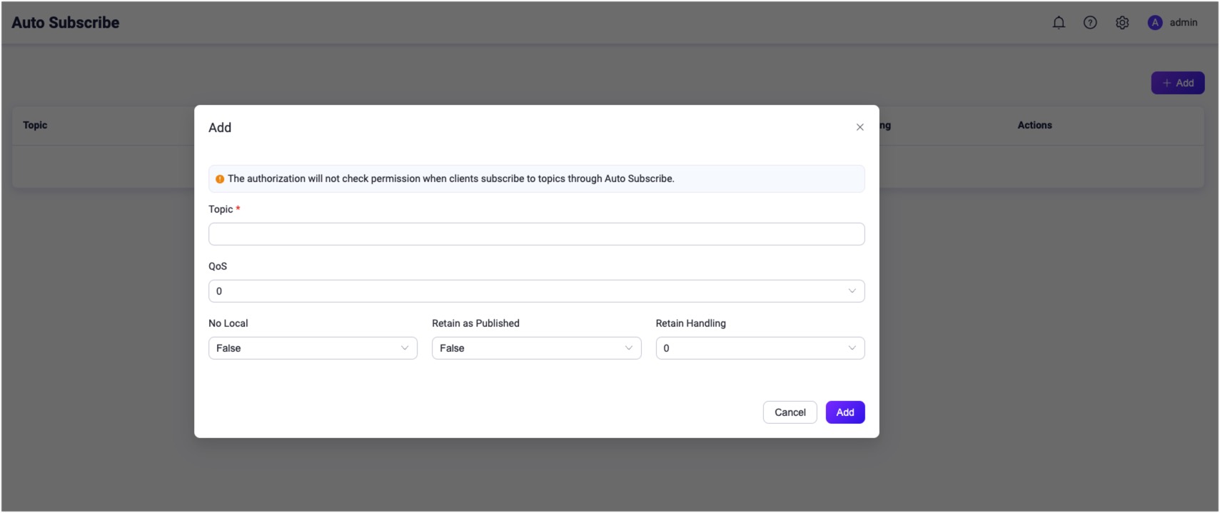Auto Subscribe | EMQX Enterprise 5.0 Documentation