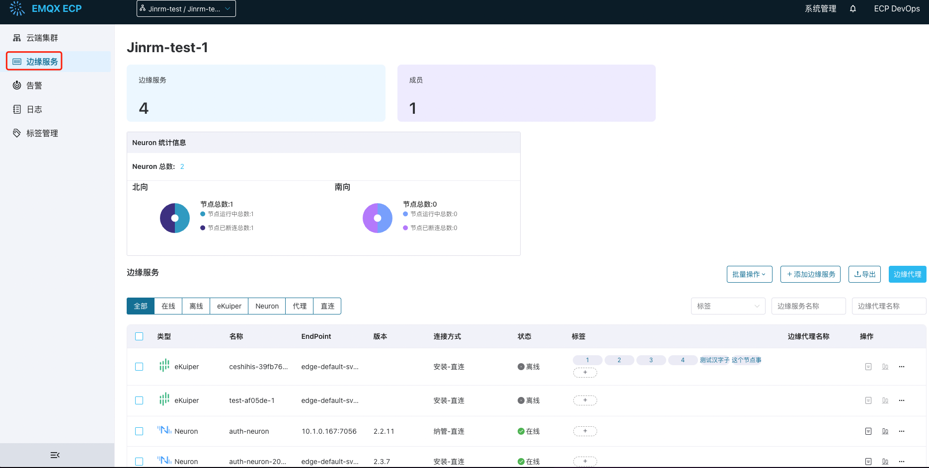边缘服务管理 | EMQX ECP 文档