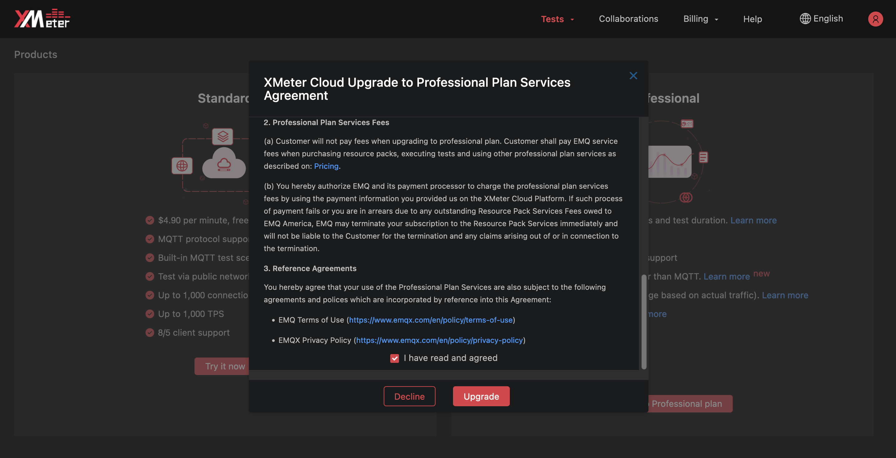 Choose a product plan | XMeter Cloud Documentation